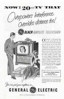 1951 Print Sales AD Advertisement Art GE General Electric TV Television ...