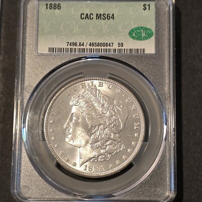 1886 P MS64 CAC Morgan Silver Dollar *Philadelphia Mint | eBay