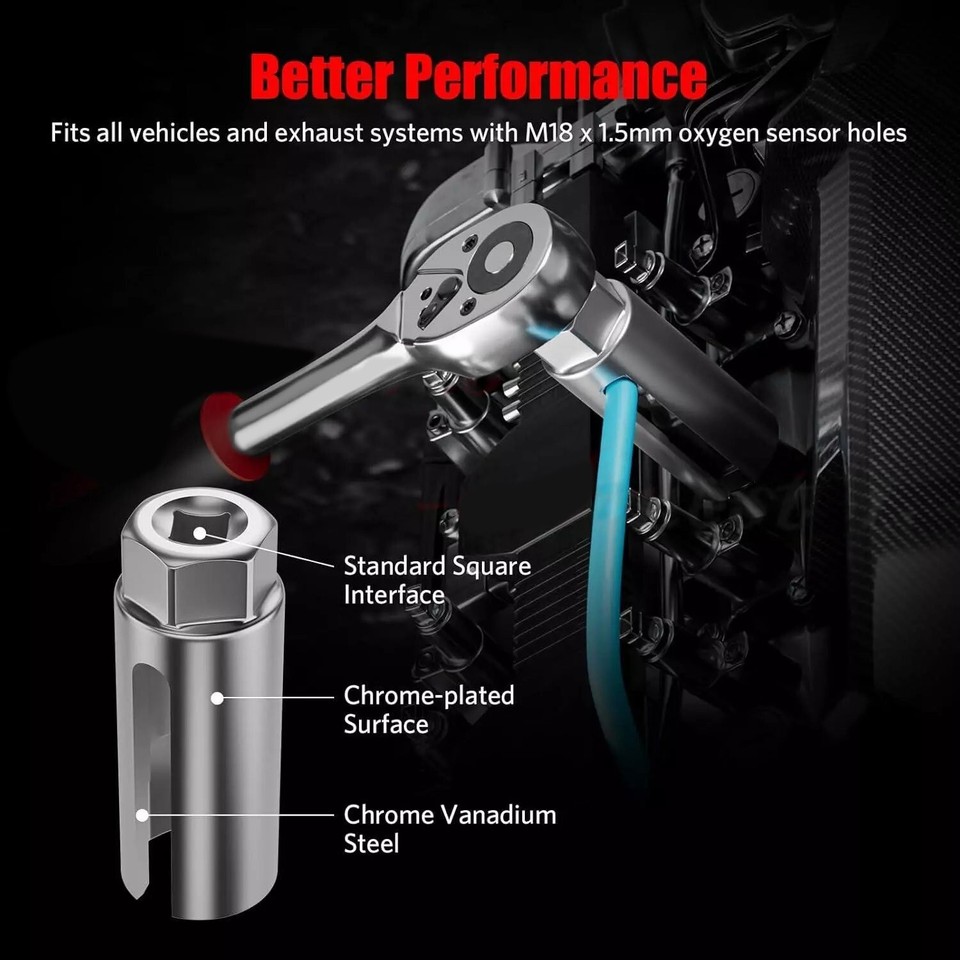 5Pcs O2 Oxygen Sensor Socket Wrench 3/8" 1/2" 22mm Auto Repair ...