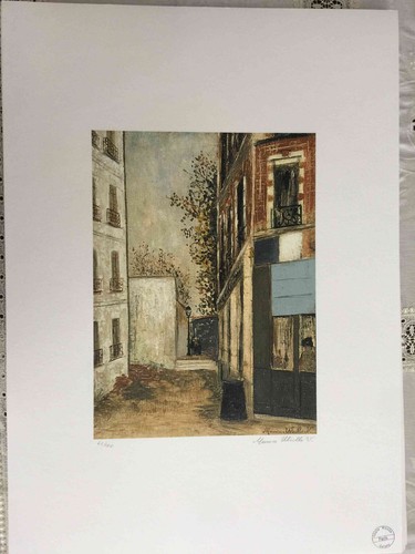 Maurice Utrillo off set lithograph cm 50x70 pantographed signature with ...