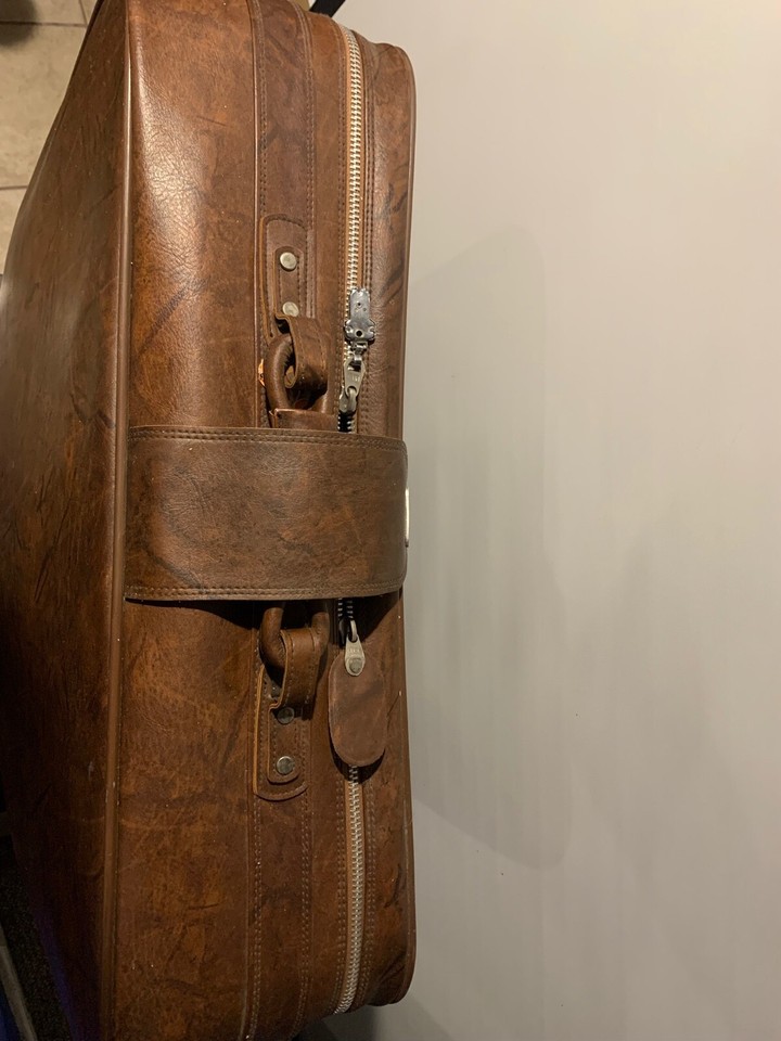Vintage Monarch Luggage Brown Leather Suitcase 24"x16" Great Condition ...
