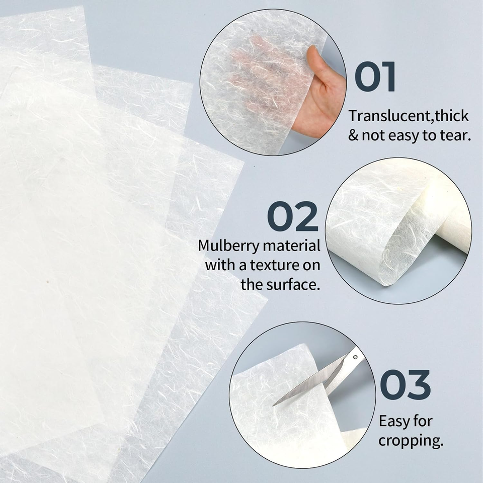 50/100 Sheets A4 Mulberry Paper Sheets Natural Fiber Rice Papers,8.3X11 ...