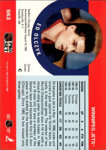 1990-91 Pro Set #563 Ed Olczyk Winnipeg Jets | eBay