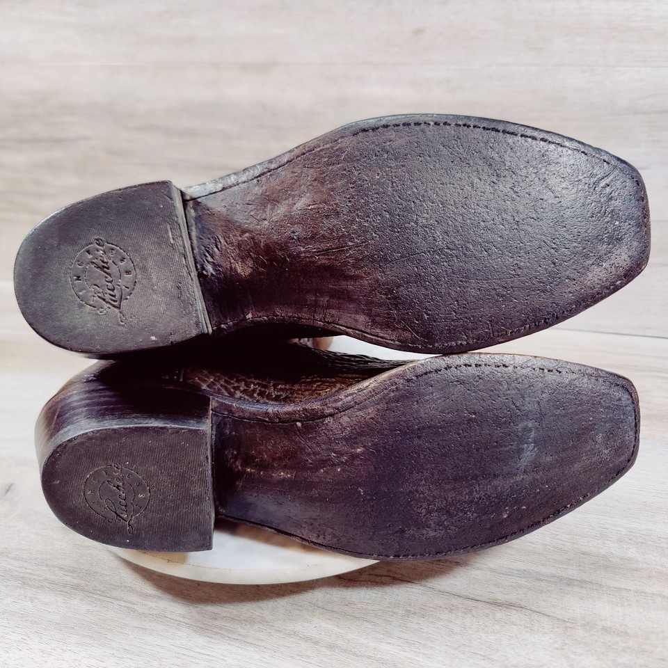 Lucchese Carl Shark Cowboy Boots Mens 9 D Brown Exotic Square Toe ...