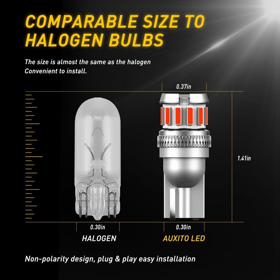 2X T10 Car Bulb Led Error Free Canbus 13-Smd Pure Red W5W 501 Side ...