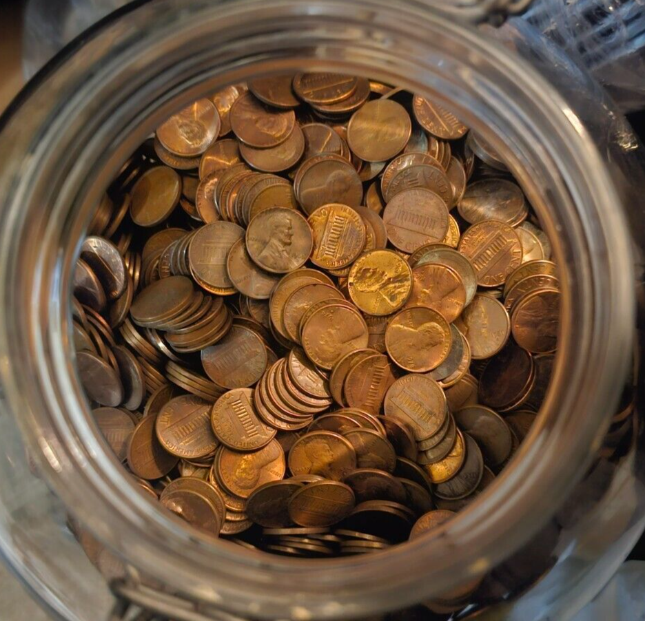 1959-1981 Copper Lincoln penny Lot 1000 Coin Approx 6 2/3 Lbs 95% ...