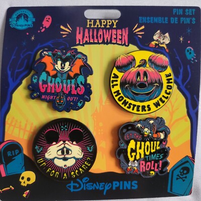 DisneyParks Happy Halloween Ghouls Mickey Mouse Pumpkin Booster 4 Pins ...