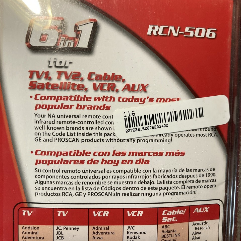 6 in 1 Universal Remote Control RCN-506 Nippon America | eBay