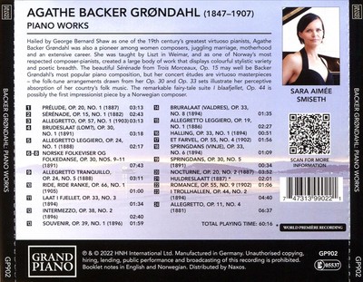 SARA AIMÉE SMISETH BACKER GRØNDAHL: PIANO WORKS NEW CD 747313990221| eBay
