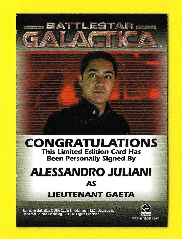 Battlestar Galactica Premiere Edition Autograph Alessandro Juliani as ...