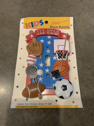 Vtg Kids Style Hand Painted All Star Sports Electric 3D Switch Plate ...