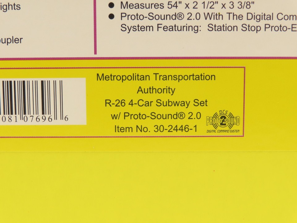 MTH 30-2446-1 MTA R-26 4-Car Subway Set w/Proto 2.0 NIB | eBay