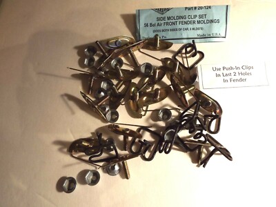 56 1956 Chevy 2 & 4 Door Bel Air Correct Front fender Trim Clip Set ...