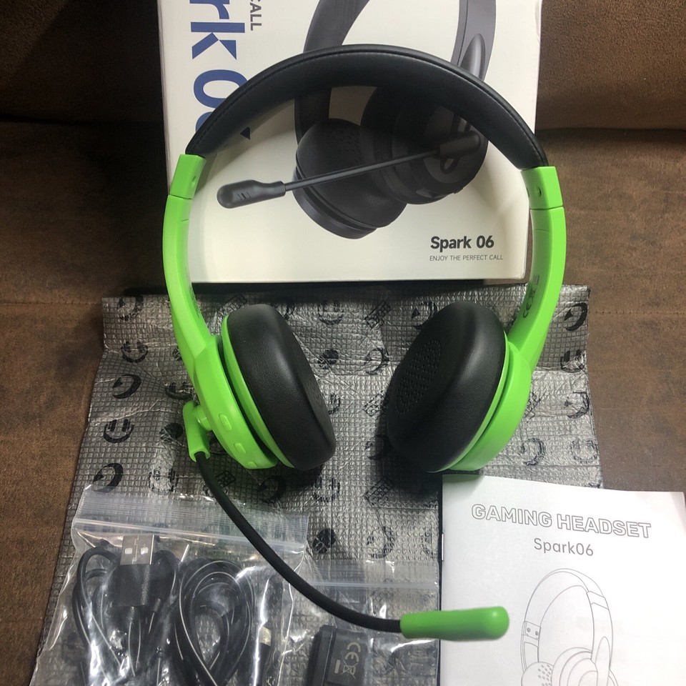 Spark 06 Wireless Headset Mic, Gaming Bluetooth Headphones Green | eBay