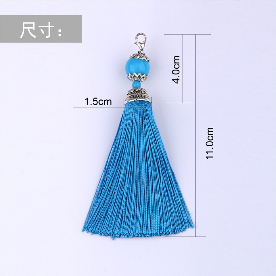 Large Key Tassels 11cm Long Pack Silky Bead Cushion Curtain Craft ...