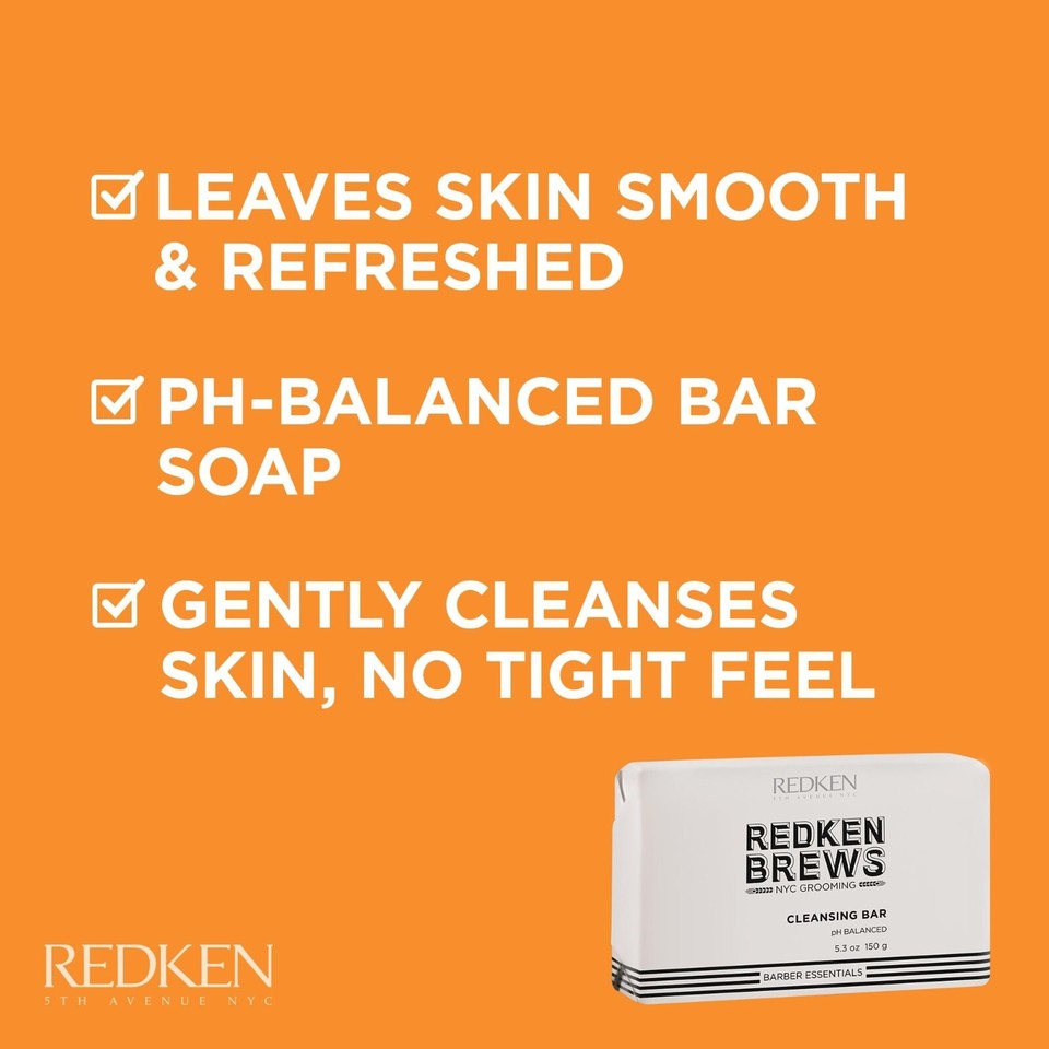 Redken Brews Cleanse Bar For Men | Multi-Purpose Bar Soap For Face and ...