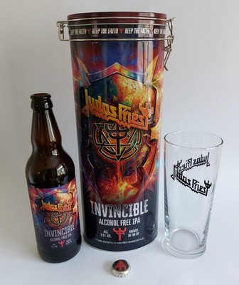 JUDAS PRIEST - Invincible - Limited GIFT SET Tin Glass EMPTY Beer ...