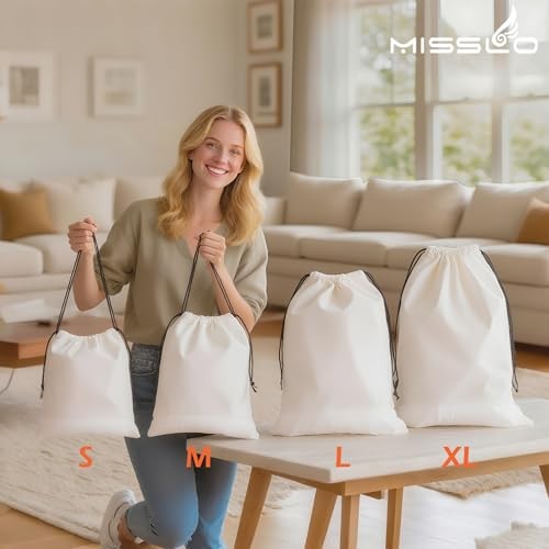 Cotton Breathable Dust-proof Drawstring Storage Pouch Bag (Pack 3) M | eBay