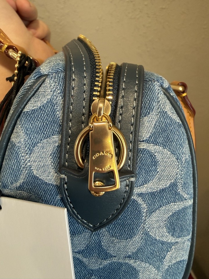 COACH Mini Rowan Crossbody Bag Signature Denim Logo Handbag CDQ36 NWT ...