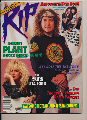 RIP Magazine _RARE_ August 1990 Led Zeppelin Robert Plant Lita Ford Axl ...