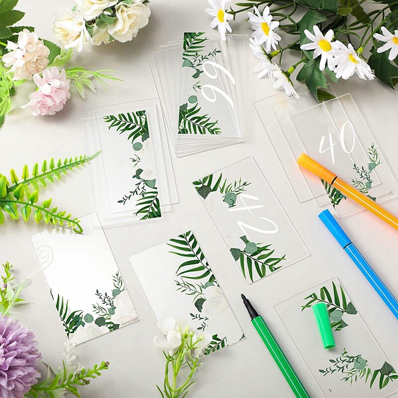 1X(50Pcs Clear Acrylic Table Place Card Wedding Rectangle Seating ...