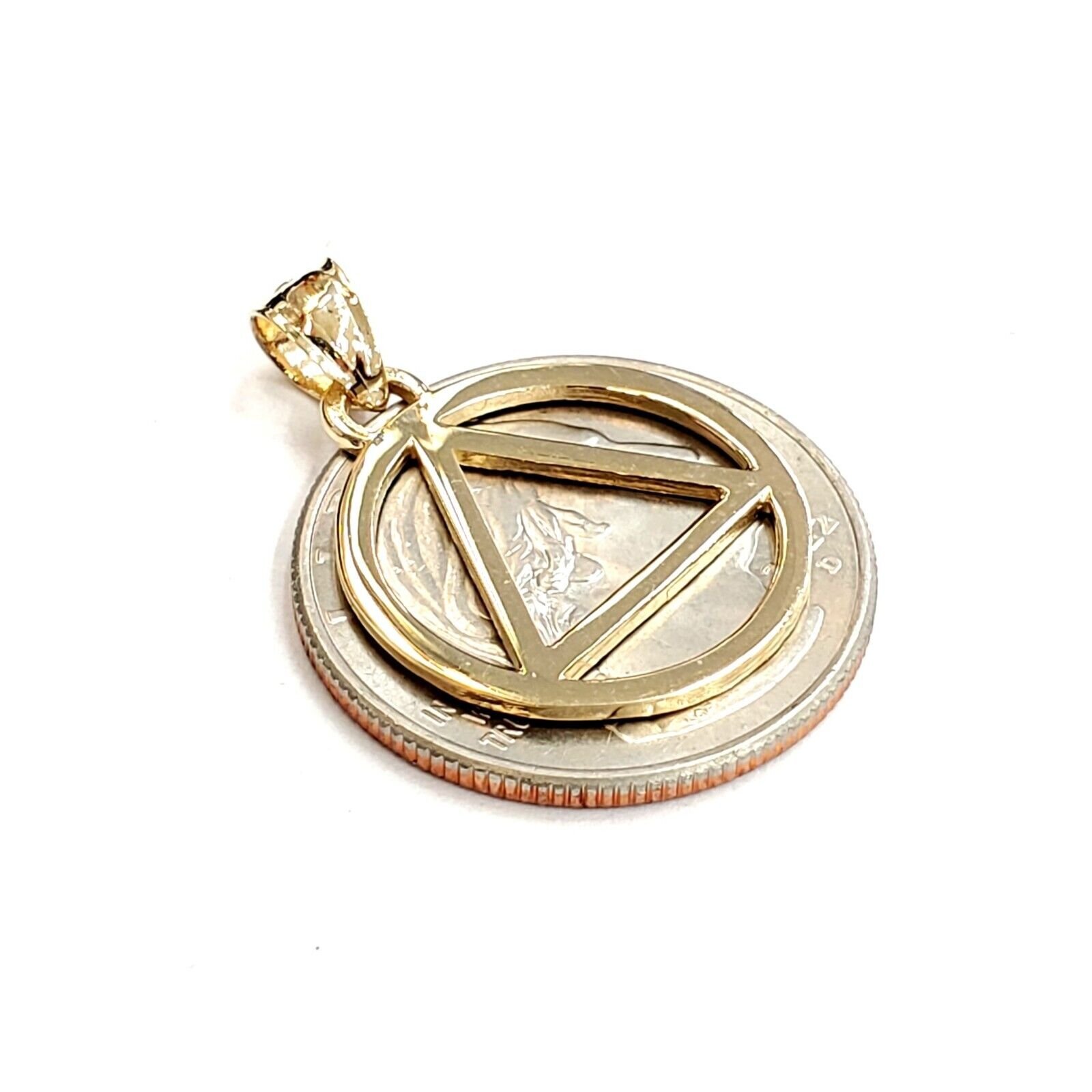 New 14k yellow Gold Alcoholics Anonymous circle triangle AA Symbol ...