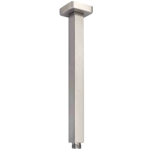 Brushed Nickel Square Ceiling Mounted Shower Arm 300mm Pipe Rail ...