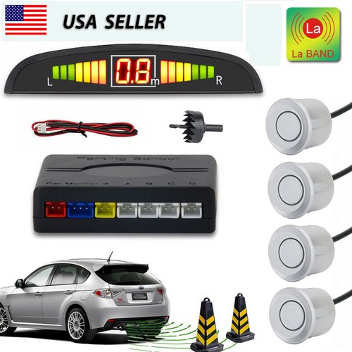 4 Parking Sensors LED Car Auto Backup Reverse Rear Radar System Alarm ...