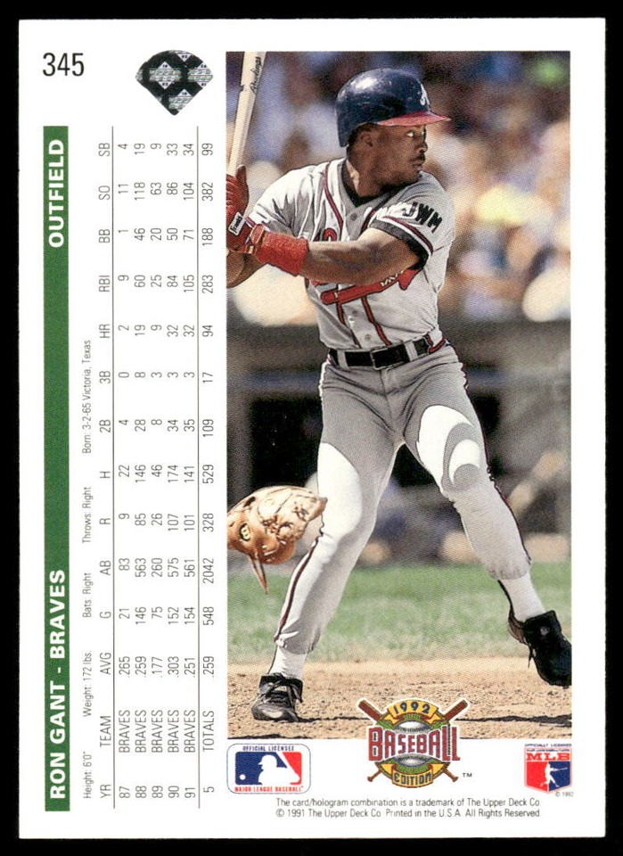 1992 Upper Deck #345 Ron Gant | eBay