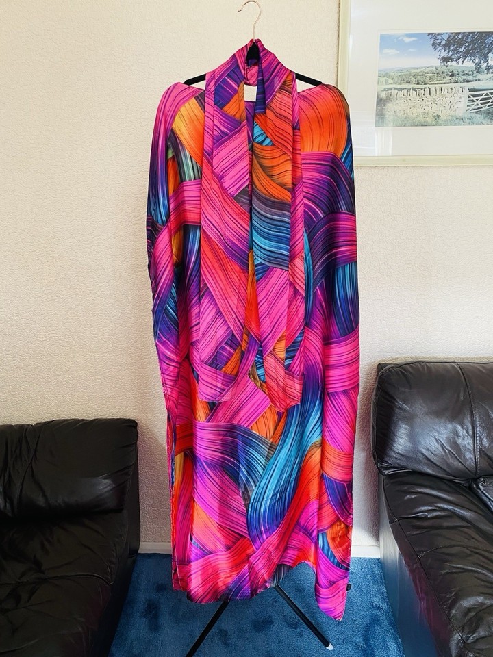 Pink Beach Cover Up Kaftan Dress With A Matching Scarf 140x 90cm | eBay UK
