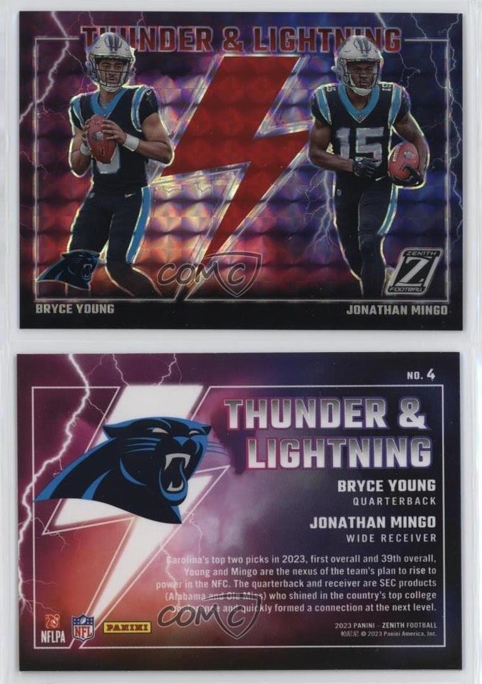 2023 Panini Zenith Thunder & Lightning Red Bryce Young Jonathan Mingo ...