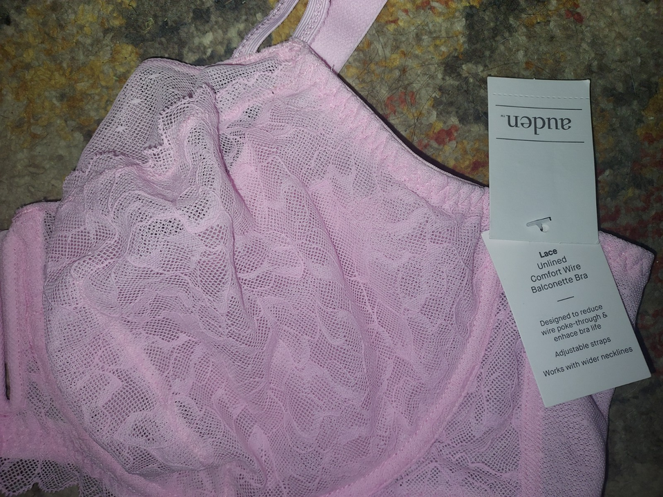 NWT Auden Unlined Balconette Pink Lace Comfort Underwire Bra Sz 42C | eBay