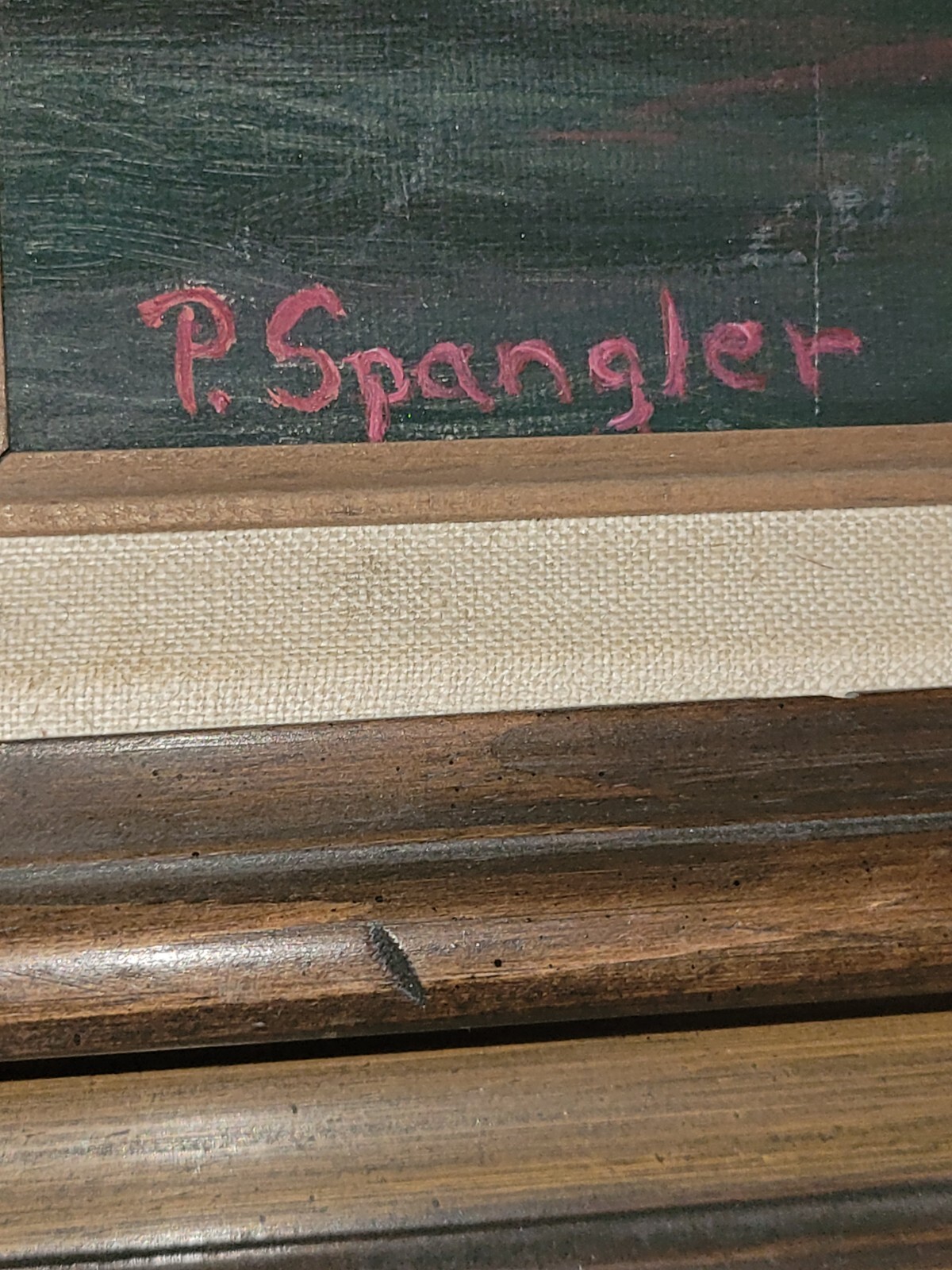 ORIGINAL OIL PAINTING SIGNED BY P. SPANGLER LANDSCAPE 16x20 FRAME ...