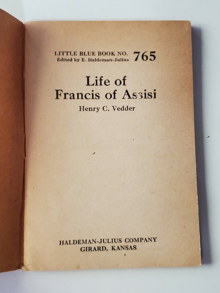 Henry C VEDDER / Little Blue Book No 765 Life of Francis of Assisi | eBay