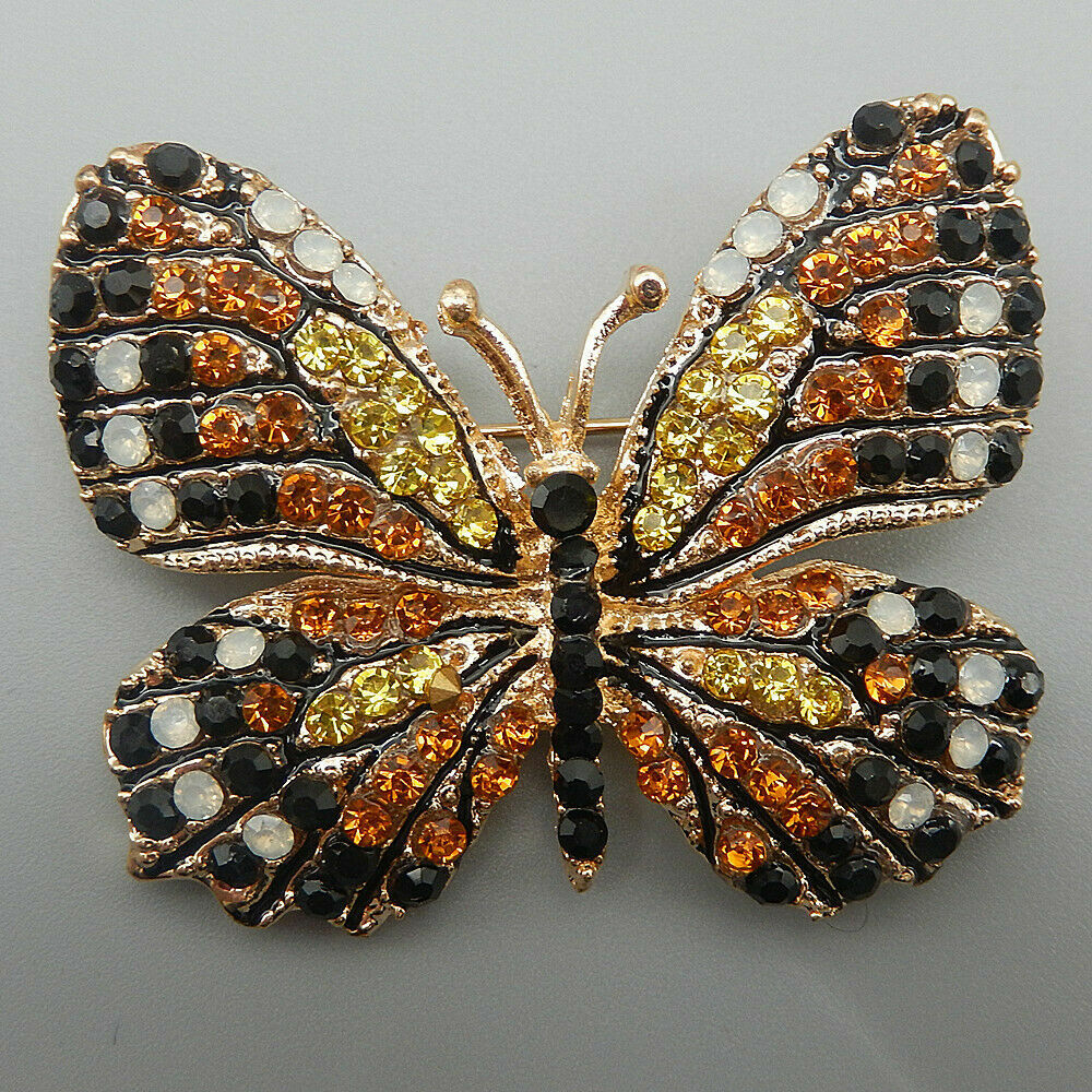 High Style MONARCH BUTTERFLY Vintage Inspired Style RHINESTONE Brooch ...