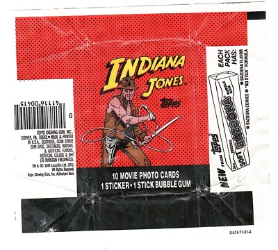 1984 Topps indiana Jones Trading Card Wrapper (Please Check Condition ...