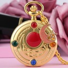 Pink Pocket Watch for Girls Cute Cartoon Design Quartz Fob Watch with ...