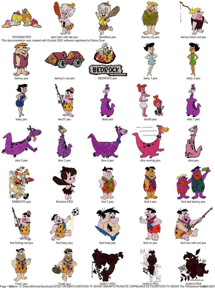 HUGE 5000+ CARTOON CHARACTERS BUNDLE Embroidery Machine Designs PES ZIP ...