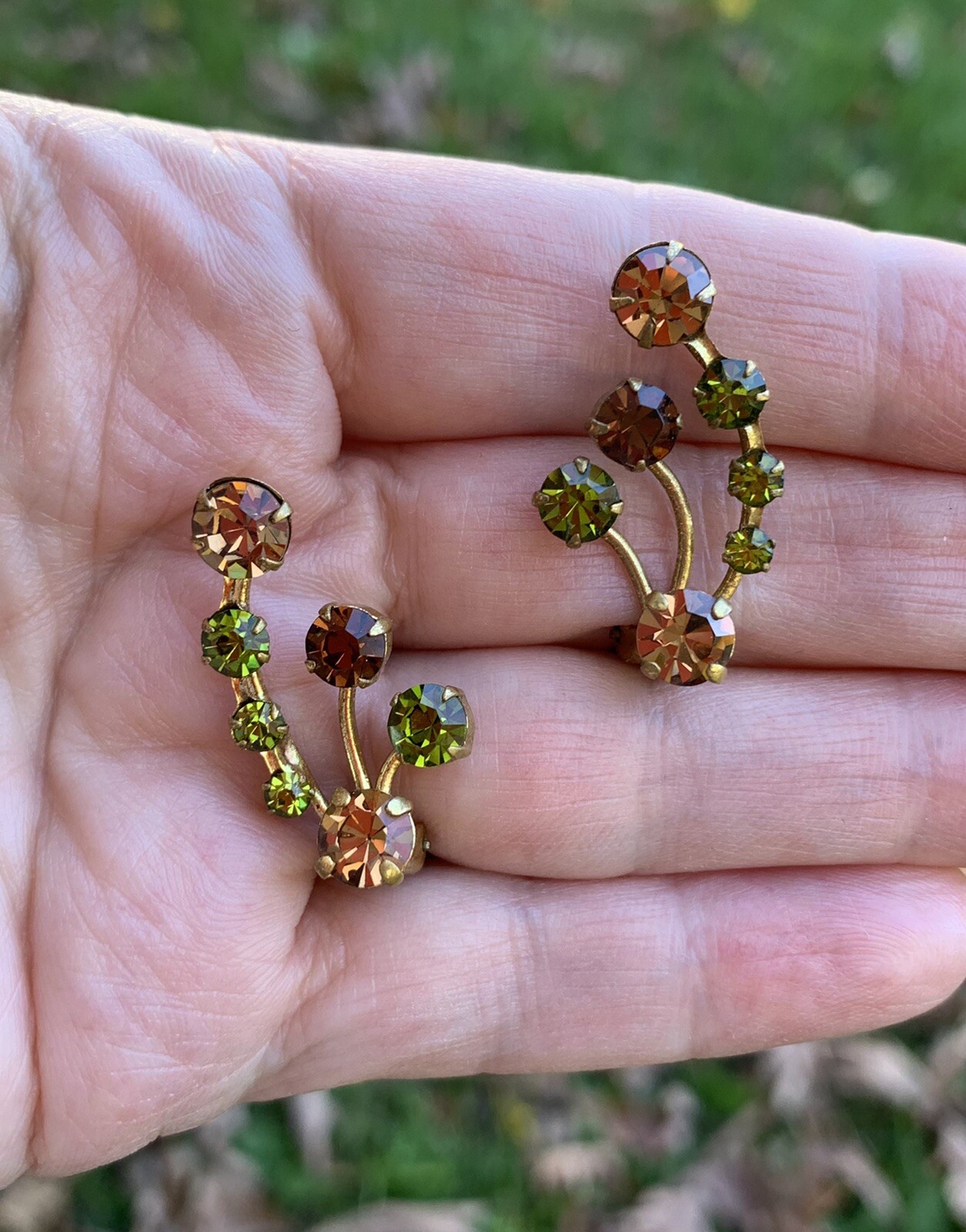 VINTAGE AUSTRIA Amber green Autumn Colors RHINESTONE … - Gem