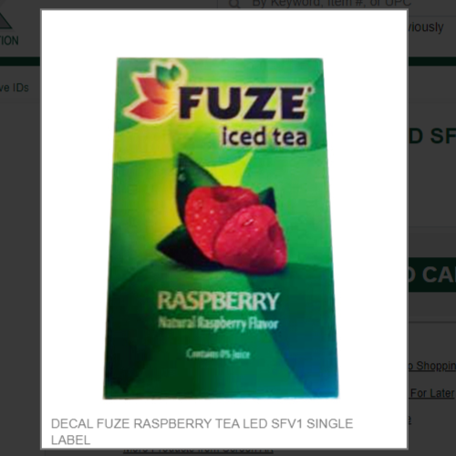DECAL FUZE RASPBERRY TEA LED SFV1 SINGLE LABEL # COC-LED18-FRT-1 | eBay