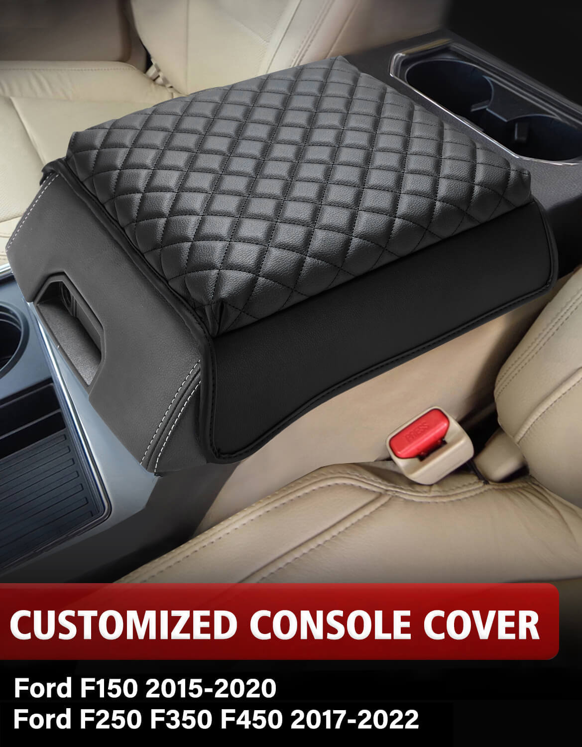 Fits Ford Expedition 2018-2024 Center Console Lid Armrest Cover Cushion ...