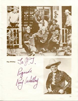 Ray Whitley Signed Photo Page Autograph Actor Maverick Border Gmen CW ...