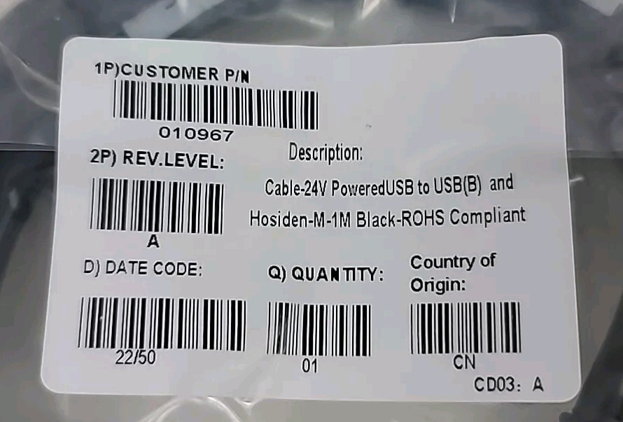 HP 500322-001 POS Cable ElitePOS 24V 010997A 24V Powered USB to ...