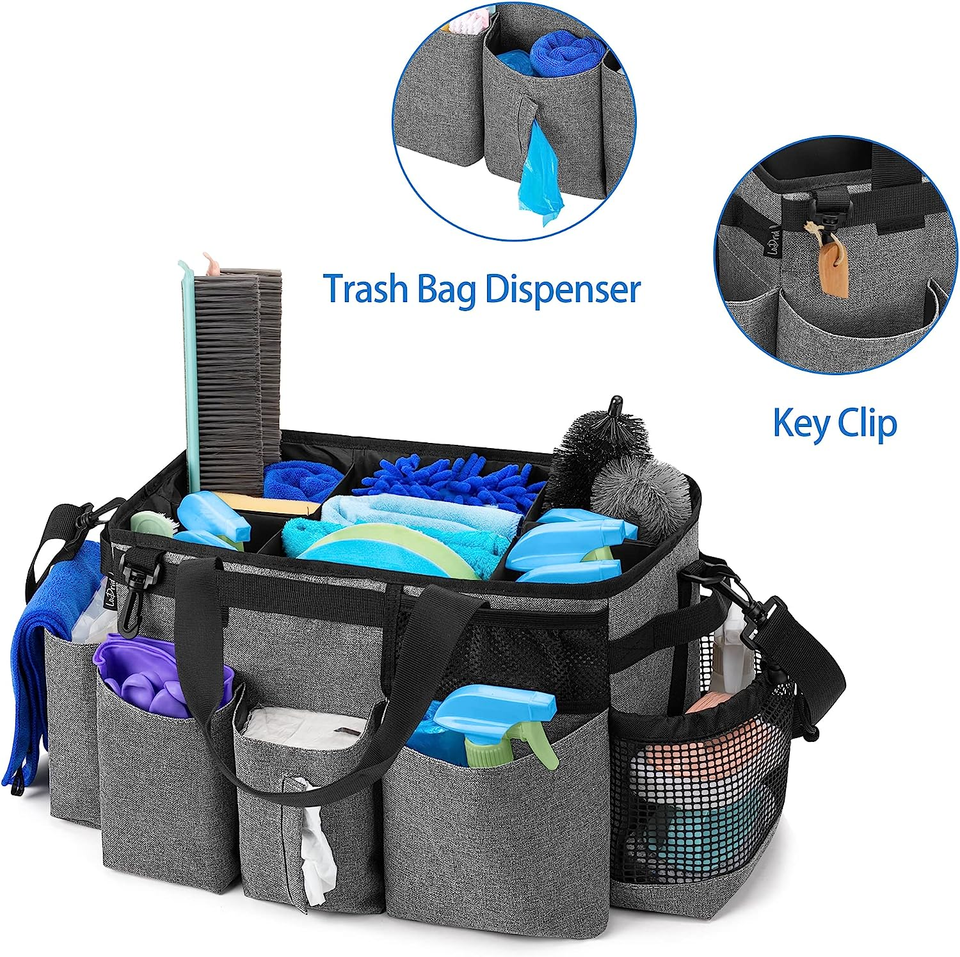 Wearable Cleaning Caddy Bag with 4 Foldable Dividers, Cleaning Supply ...