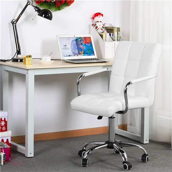 Office Chair PU Leather Desk Chair Ergonomic Computer Chair with Arms ...
