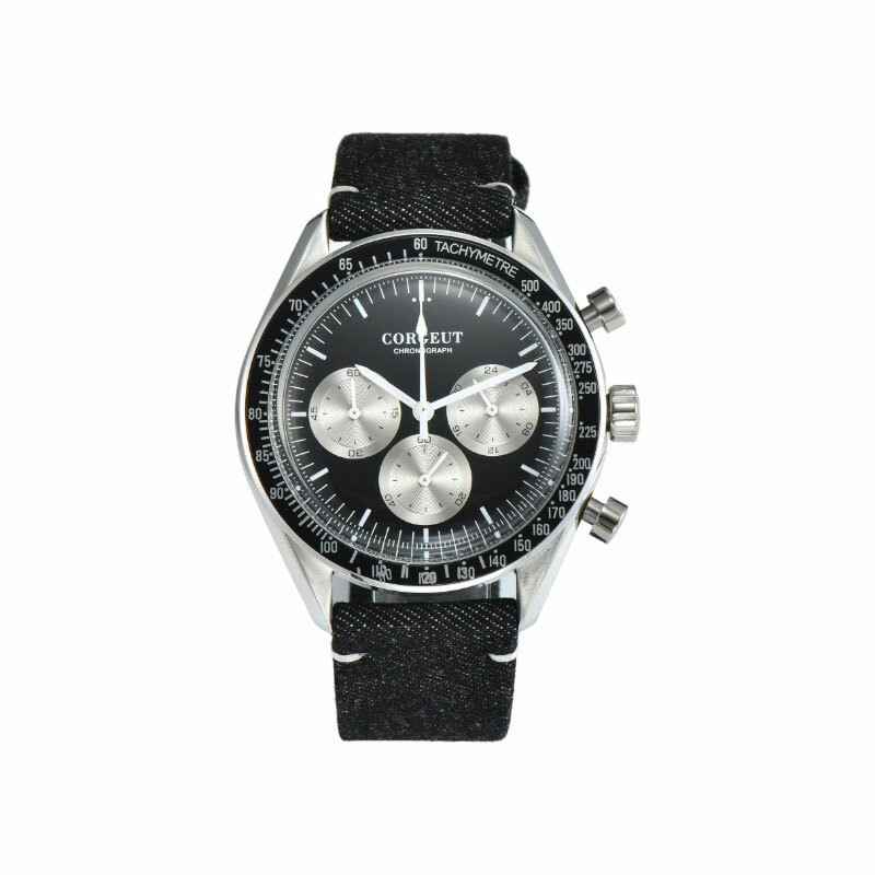 40mm corgeut black blue dial Multi-Function full chronograph quartz ...
