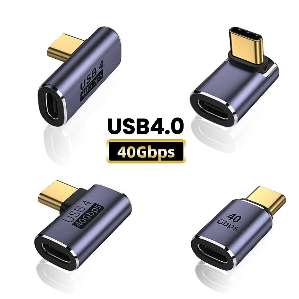 100W USB4.0 40Gbps 90 Degree USB Type C Male to USB-C Female Adapter ...