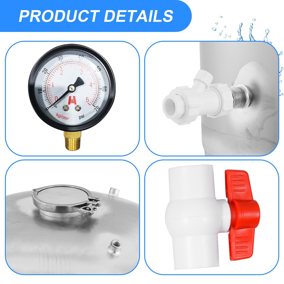 52.8 Gal Pressurized Well Tank Stainless Steel Water Pressure Tank For ...