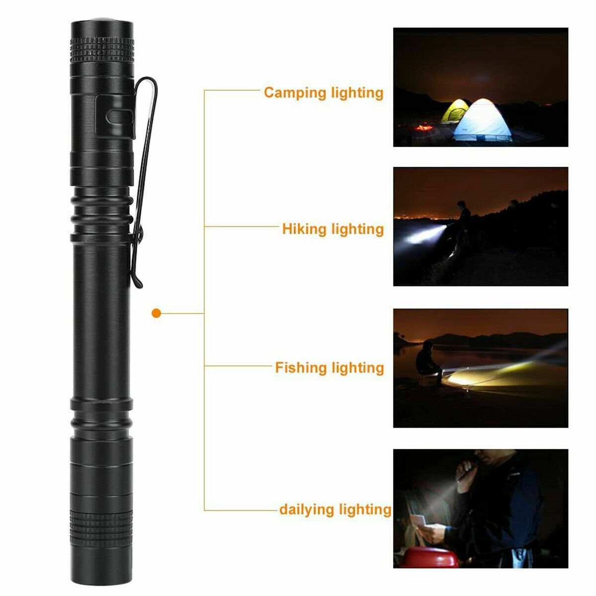 Tactical Flashlight Small LED Torch Light Mini Super Bright Penlight ...