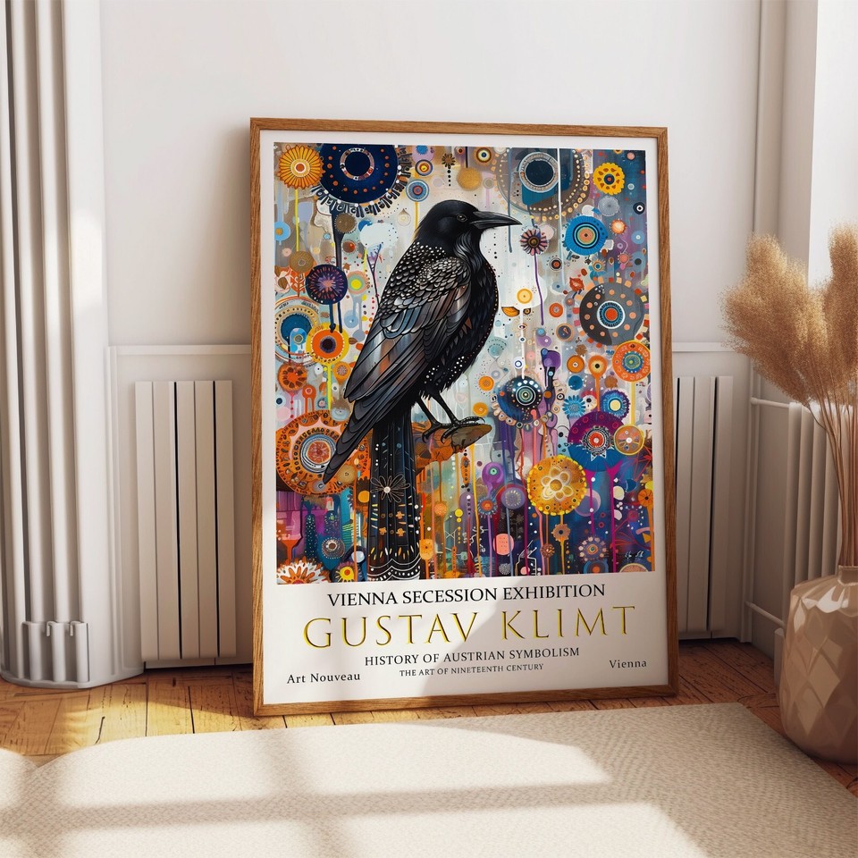 Gustav Klimt Print, Gustav Klimt Exhibition Poster, Crow Birds | eBay UK